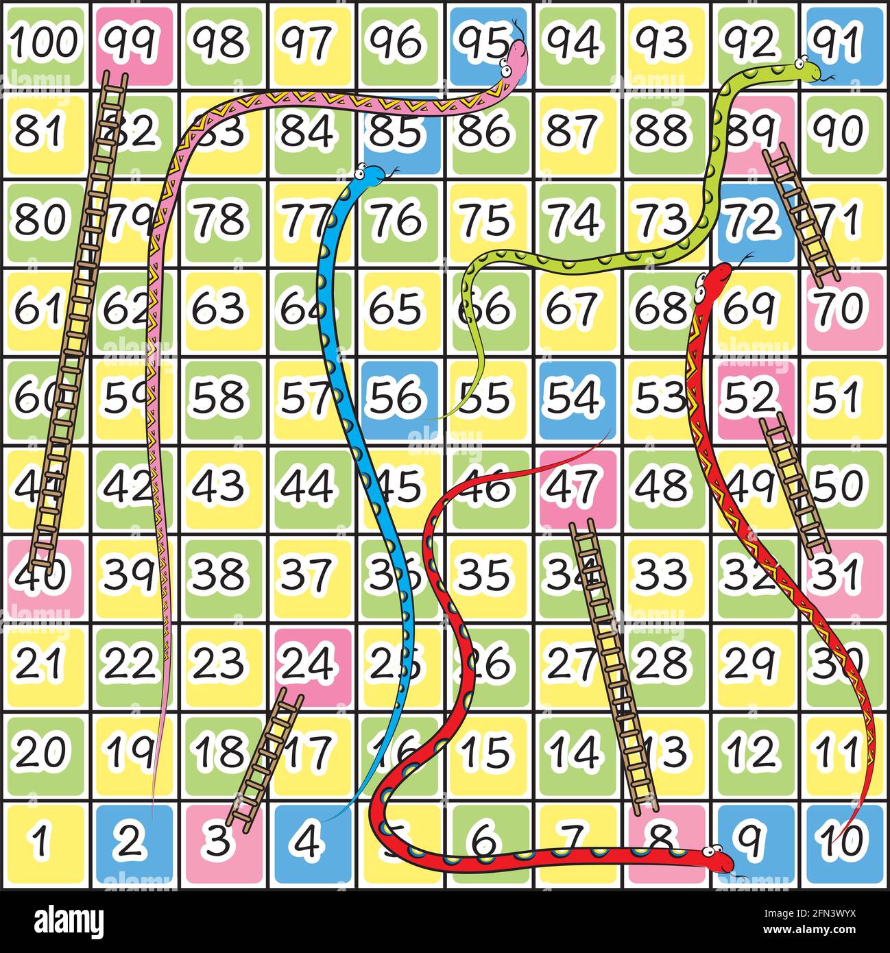 cartoon colourful Snake chess Stock Photo - Alamy