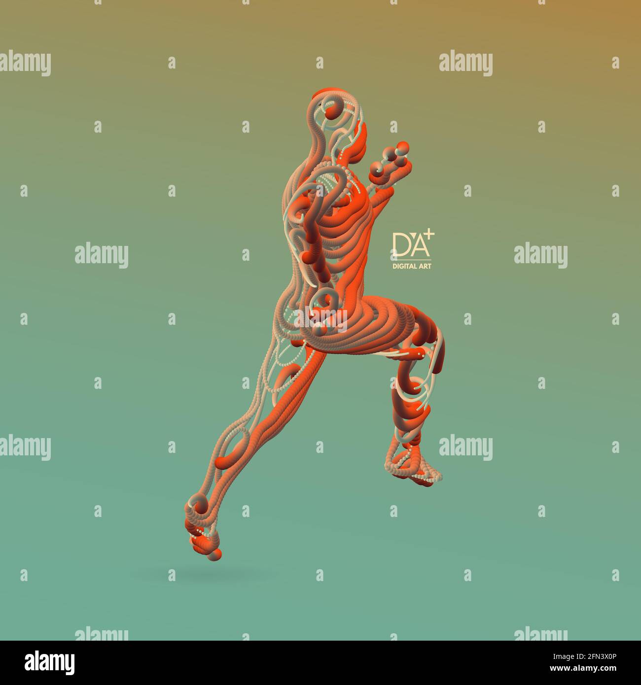 Running man. Emblem for marathon and jogging. 3d model of man. Vector ...