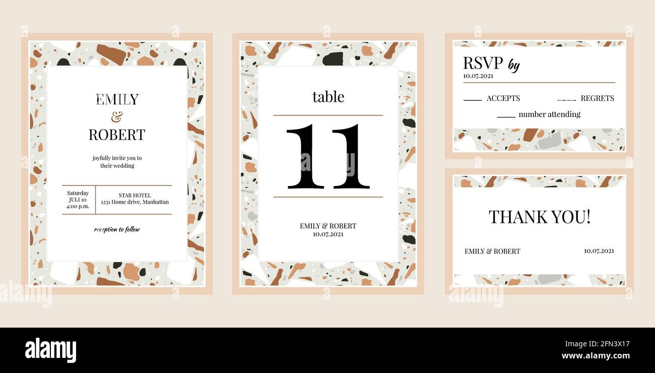 Mosaic texture wedding invitations. Marble or granite mosaic textures ...