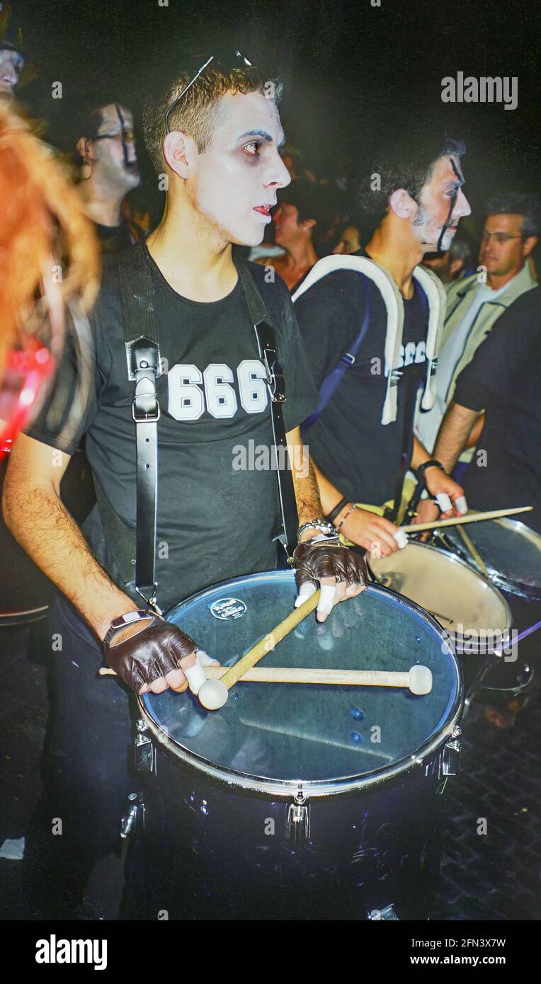 Barcelona, Spain - September 23, 1999: Evening parade of drummers, part ...