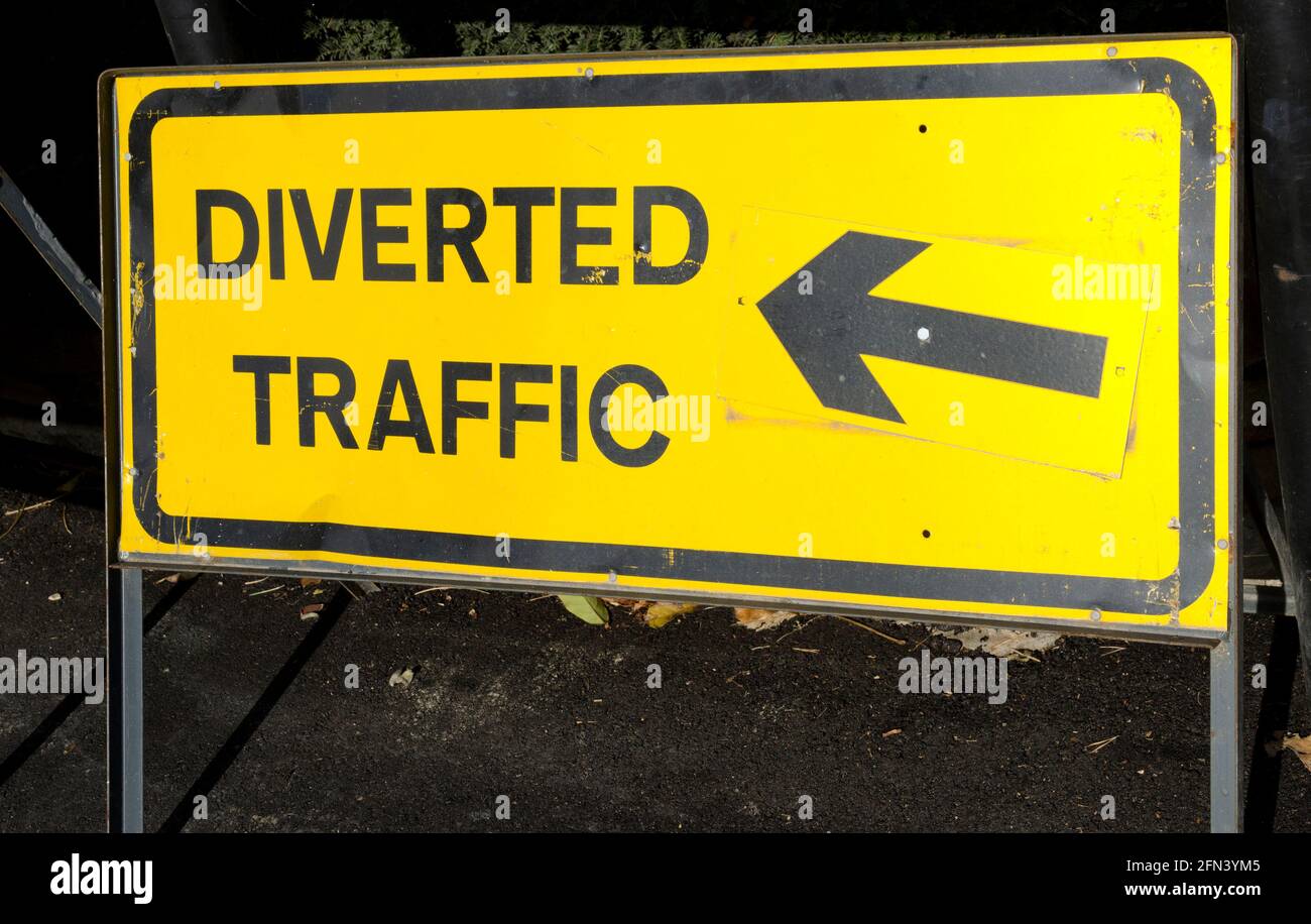 Diverted sign hi-res stock photography and images - Alamy