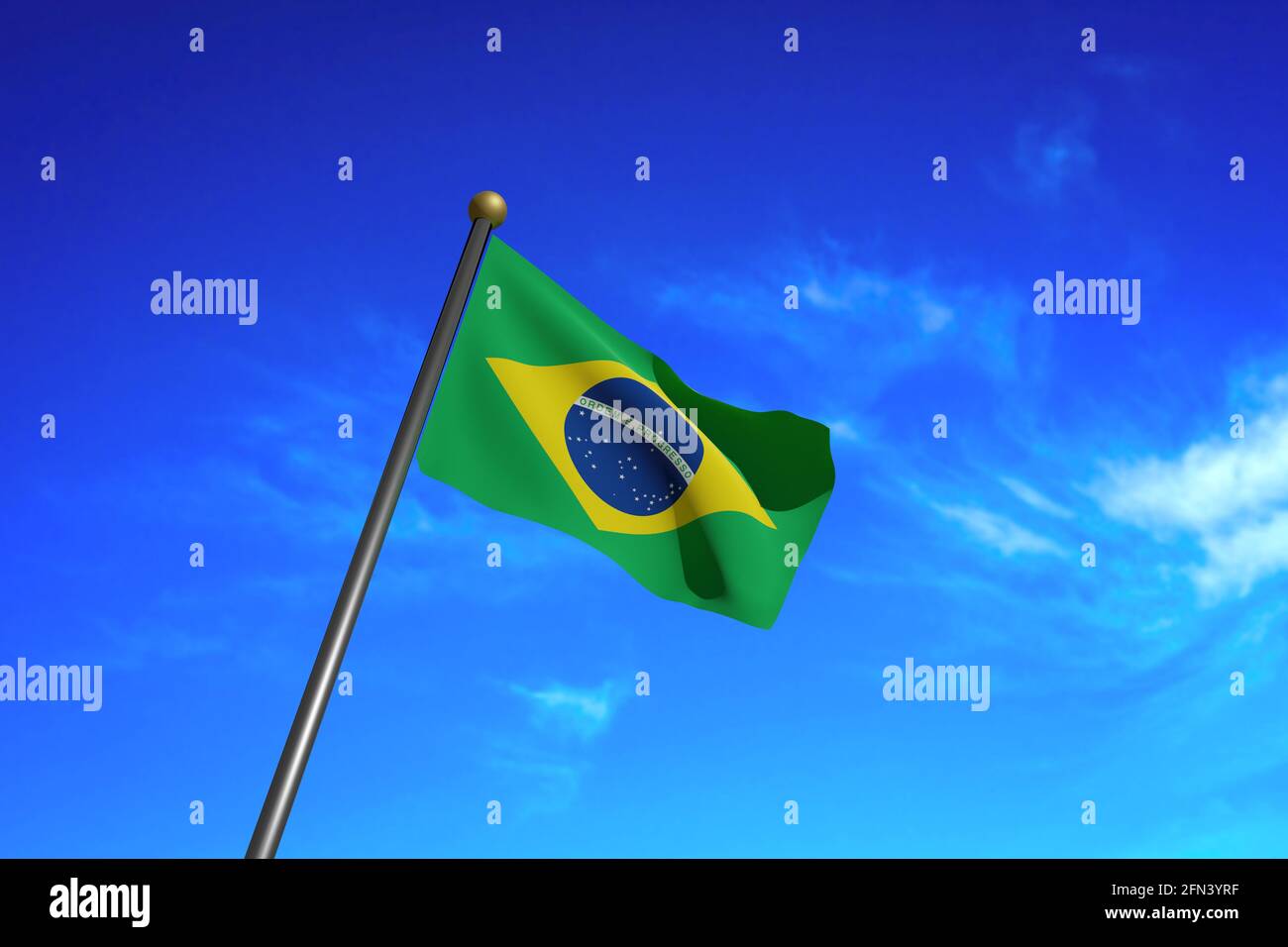 3D Rendered image. Flag of Brazil waving in the wind Stock Photo - Alamy