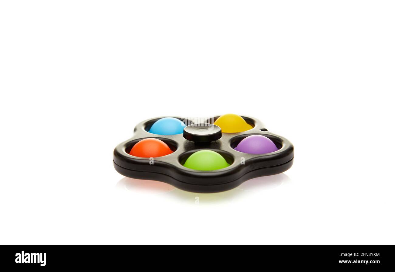 Colorful spinner and Push pop bubble sensory anti-stress toy, isolated ...