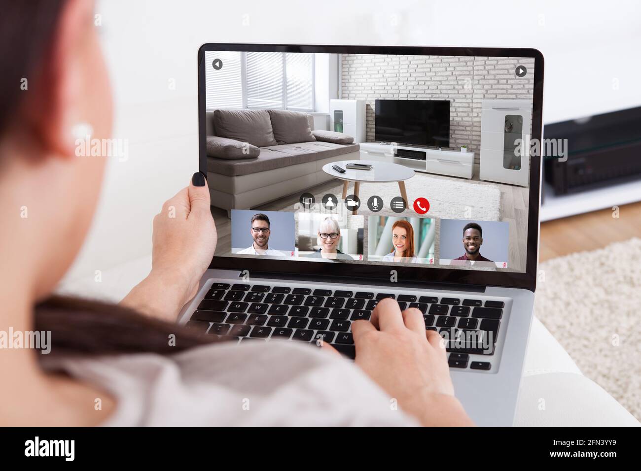 Virtual Real Estate House Video Conference Tour Stock Photo - Alamy