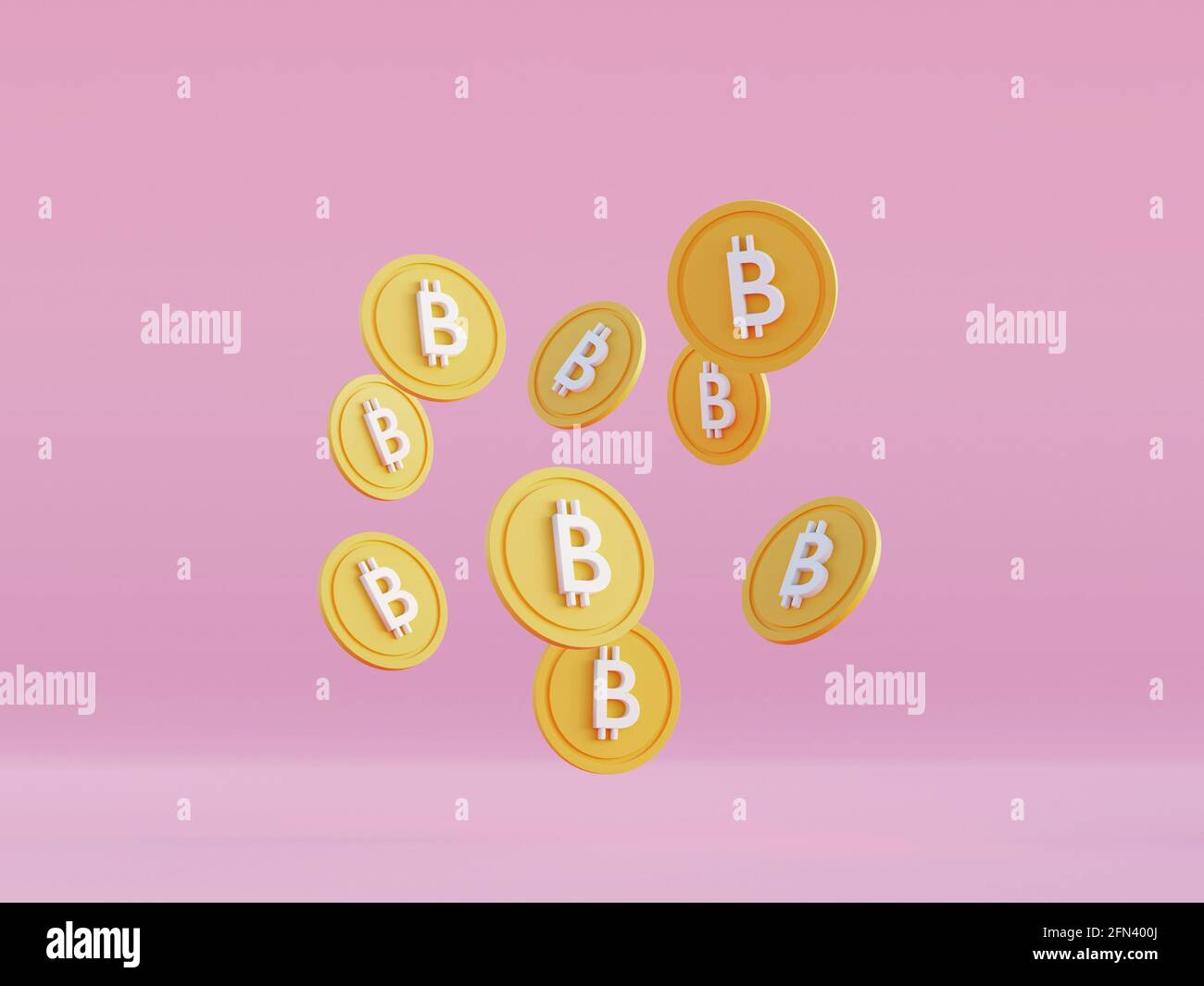 Bitcoin levitating coins. Cryptocurrency finance transactions made ...