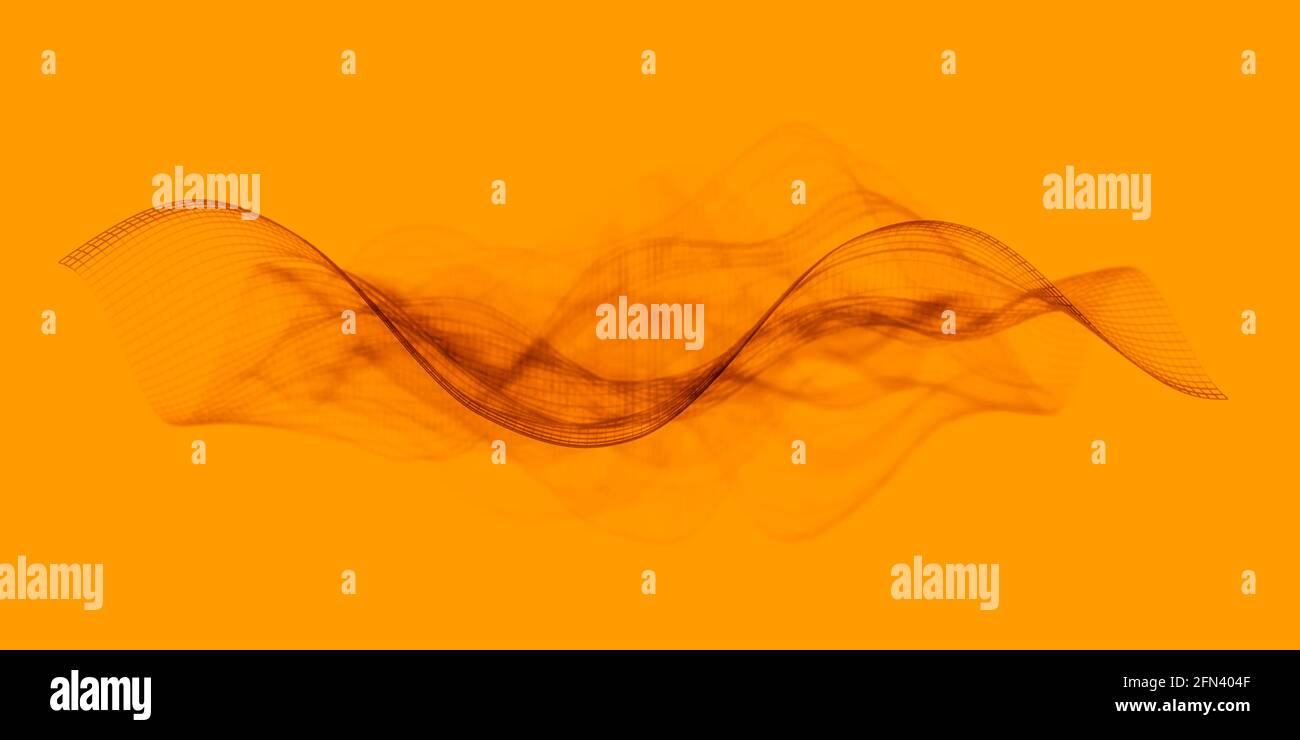 Floating Sound Waves Or Audio Waves Visualization As Abstract Wireframe Mesh Structure On