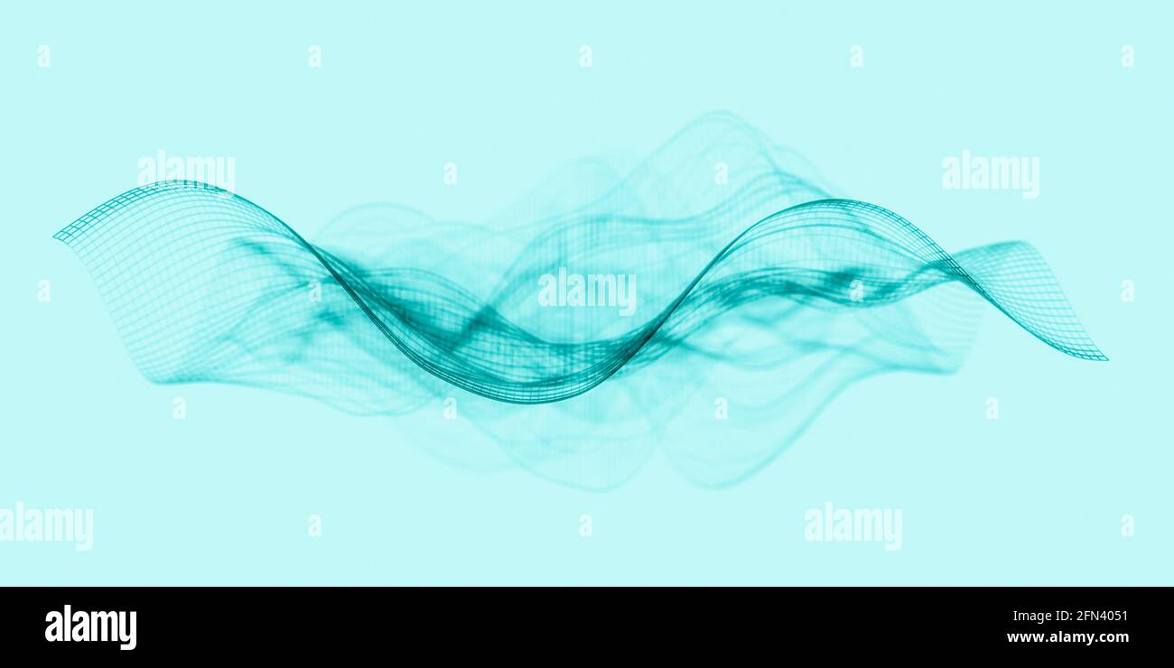 Floating Sound Waves Or Audio Waves Visualization As Abstract Wireframe Mesh Structure On