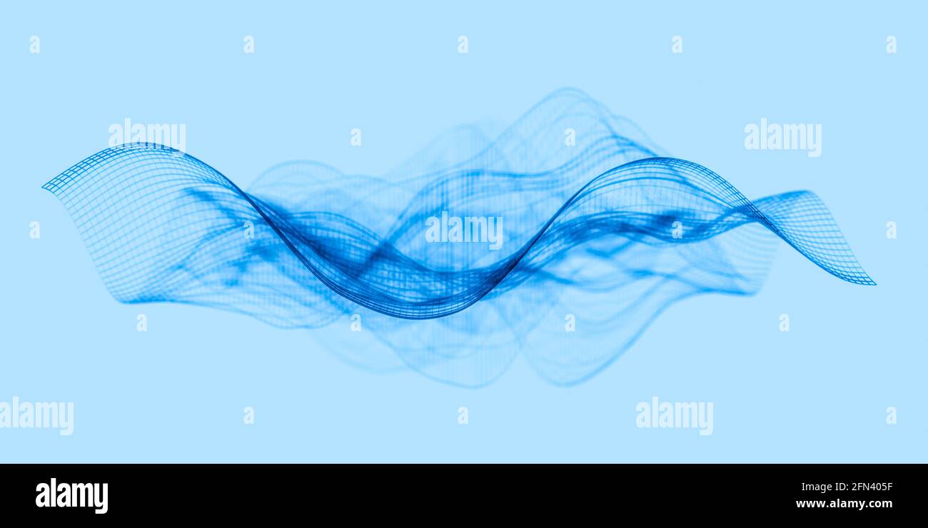 Floating Sound Waves Or Audio Waves Visualization As Abstract Wireframe Mesh Structure On