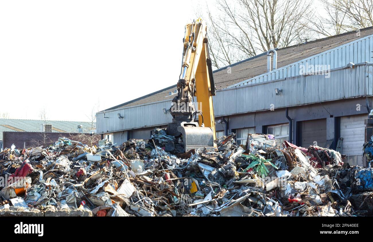 Scrapyard, lot of metal waiting to be processed Stock Photo - Alamy