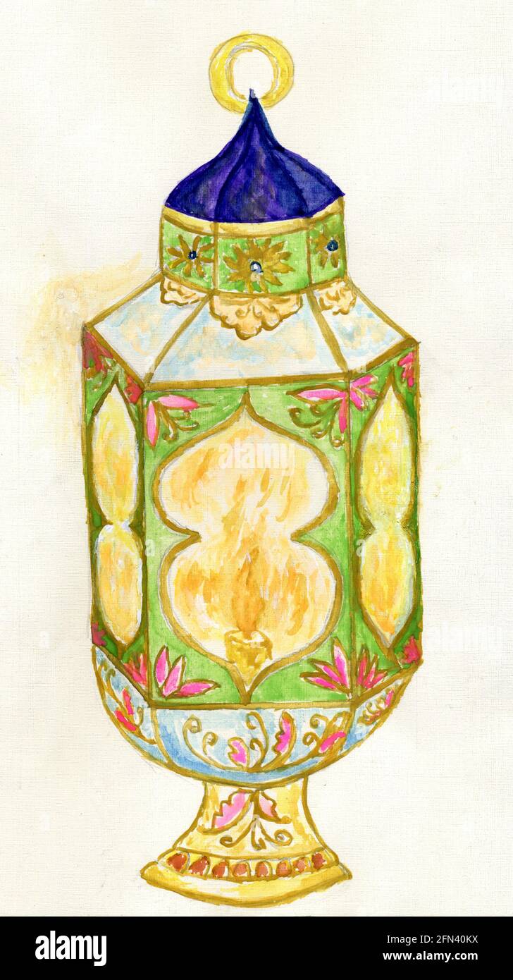Abstract arabic lamp, decorative eastern lantern hand drawing ...