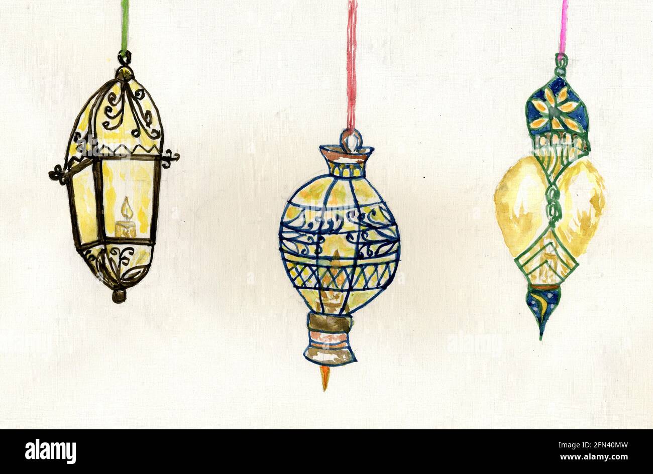 Abstract arabic lamp, decorative eastern lantern hand drawing ...