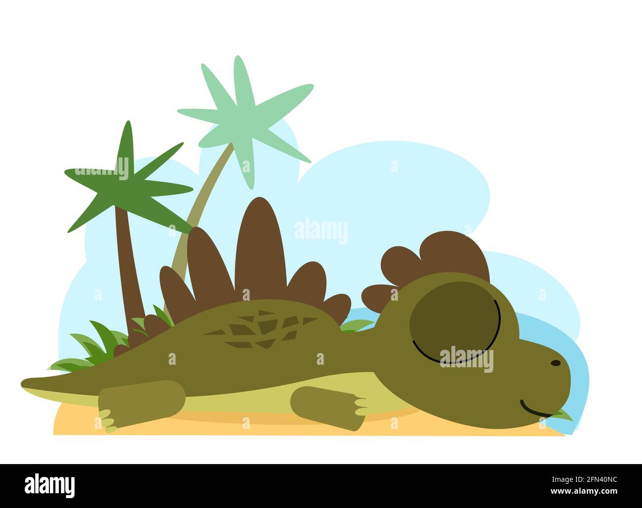 little dinosaur cub is sleeping. The isolated object on a white ...
