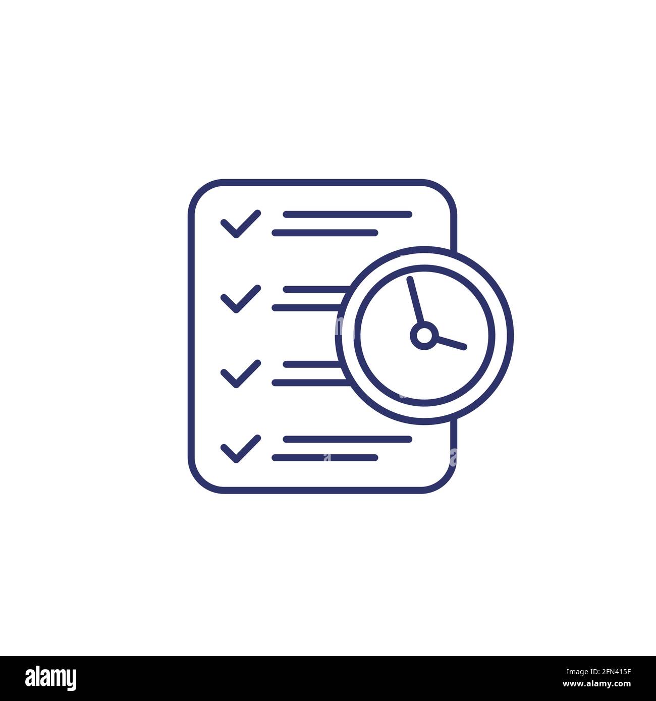 time management line icon with checklist and clock Stock Vector Image ...