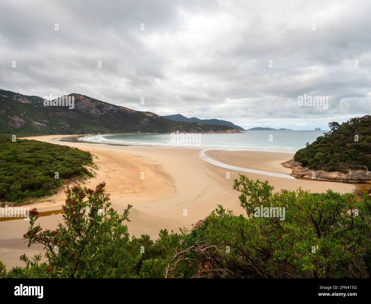 Tidal River enters the ocean at Norman Beach, Wilsons Promontory ...