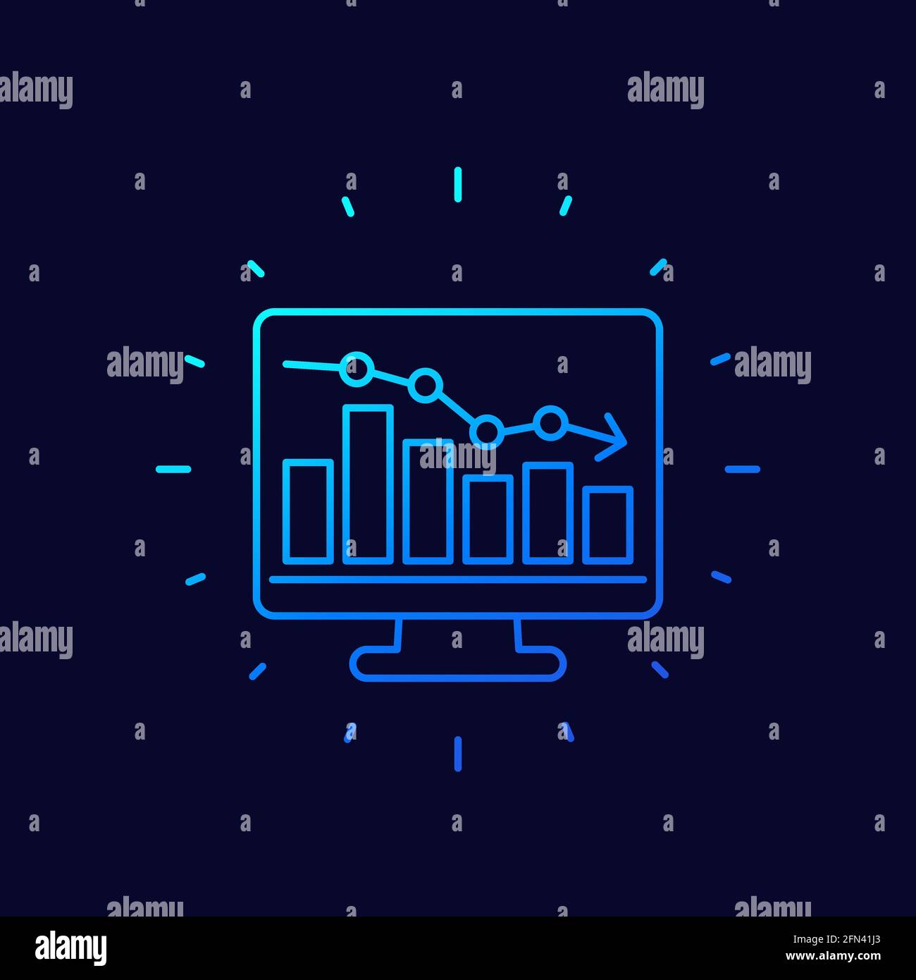 recession or economic decline linear icon, vector Stock Vector Image ...