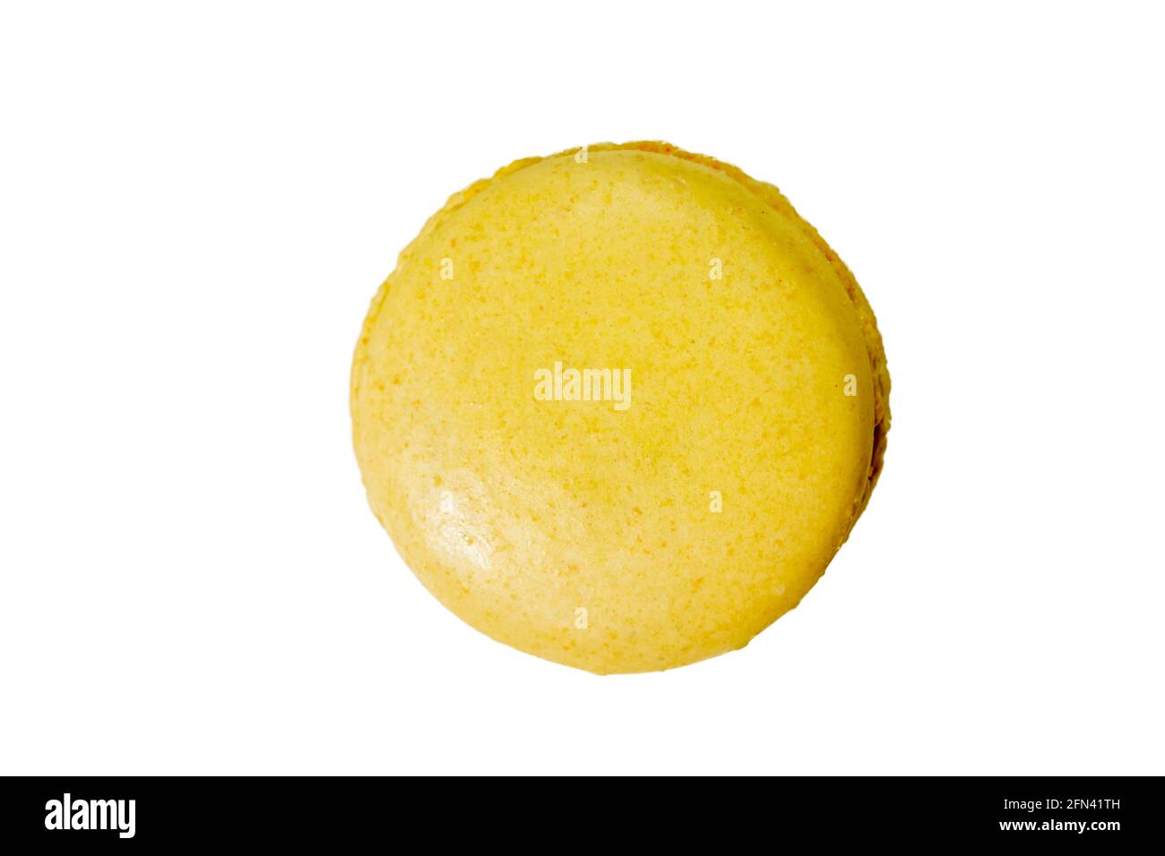 Lemon flavor homemade yellow macaron isolated on a white background ...