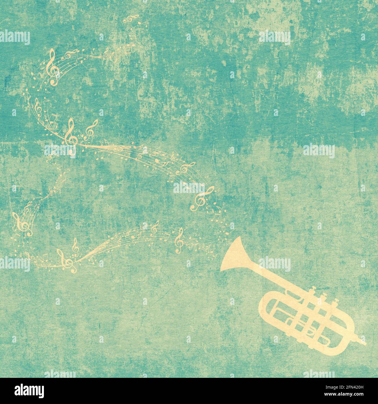 Abstract yellow trumpet design music themed textured illustration Stock ...