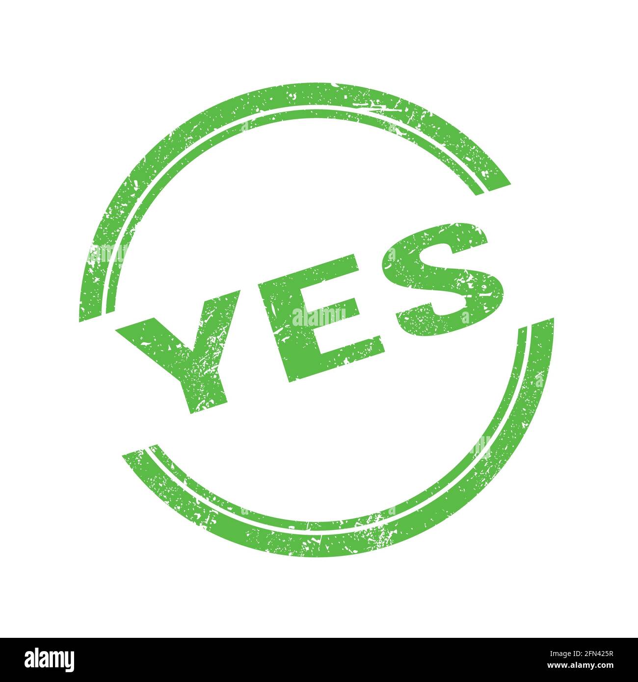 YES text written on green grungy vintage round stamp Stock Photo - Alamy