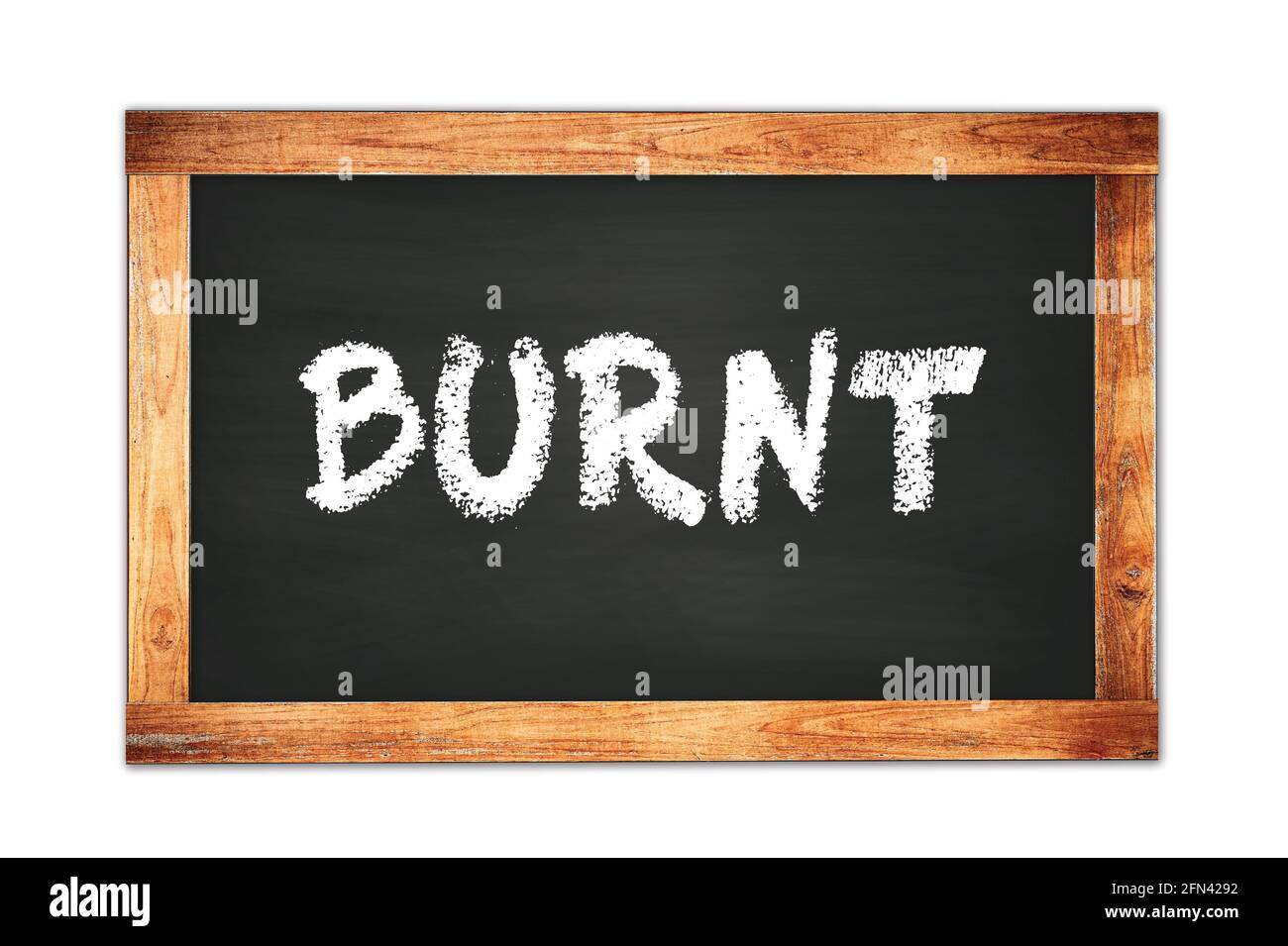 BURNT text written on black wooden frame school blackboard Stock Photo ...