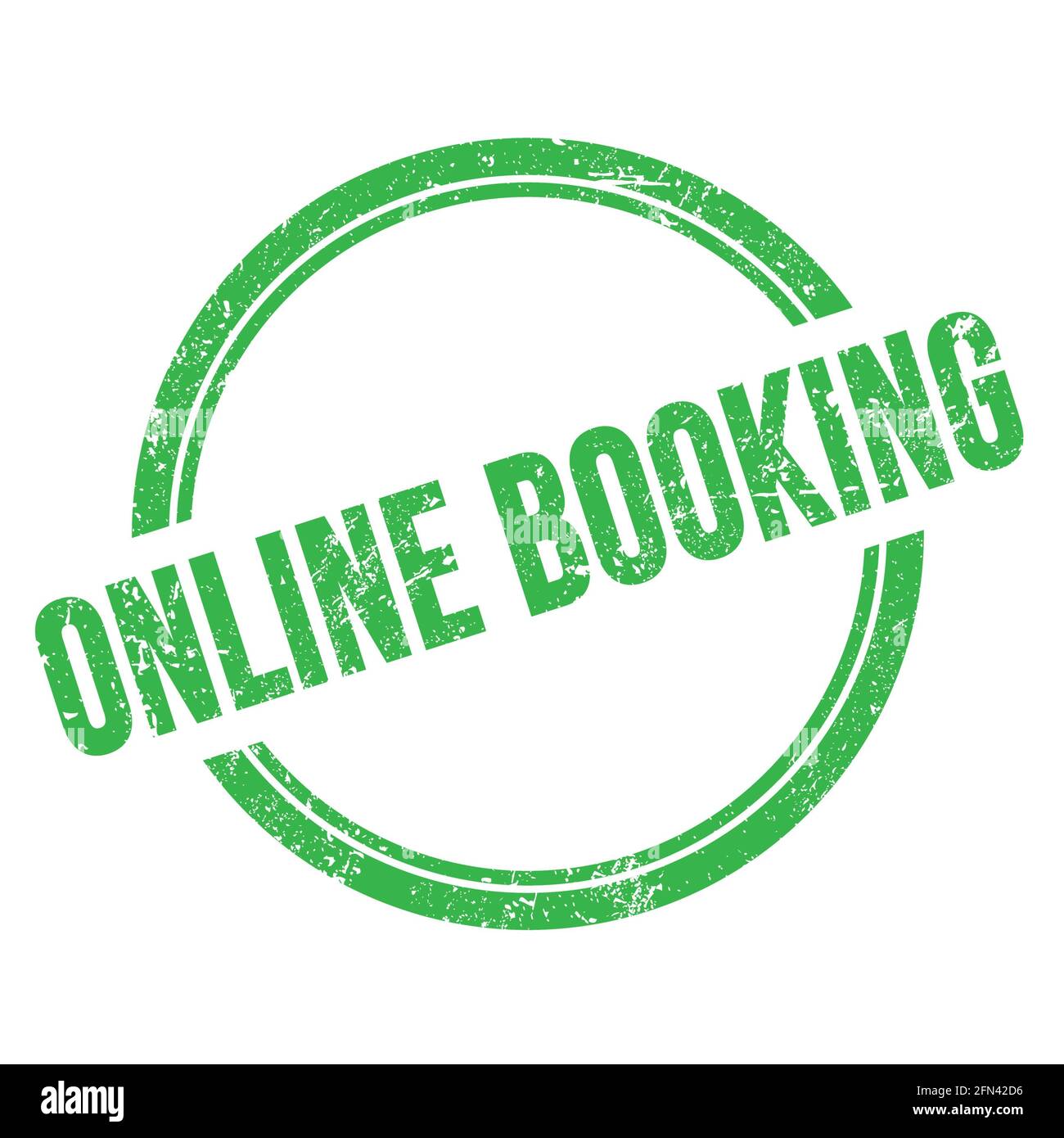 ONLINE BOOKING text written on green grungy vintage round stamp Stock ...