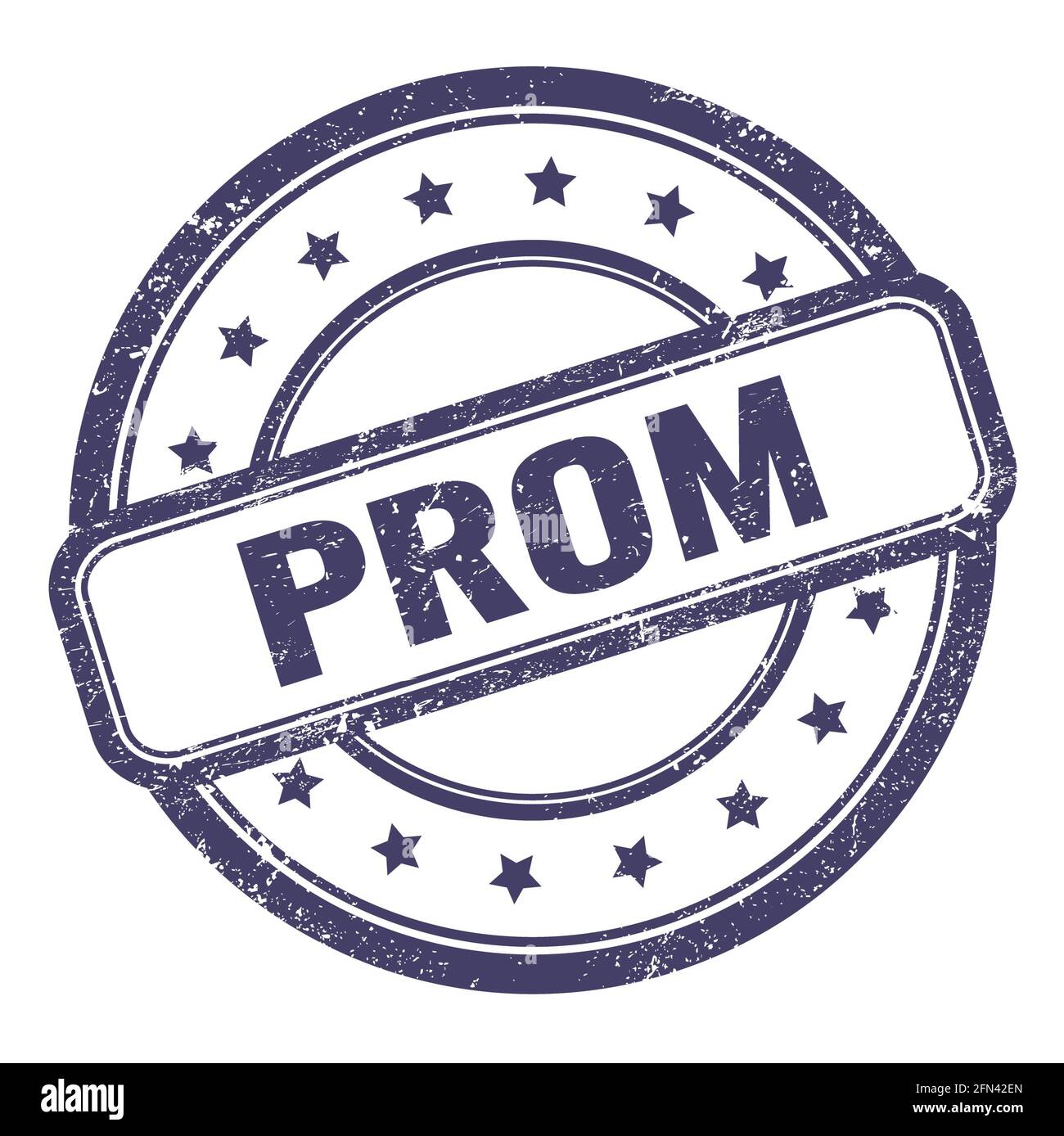 PROM text on indigo blue grungy vintage round rubber stamp Stock Photo ...