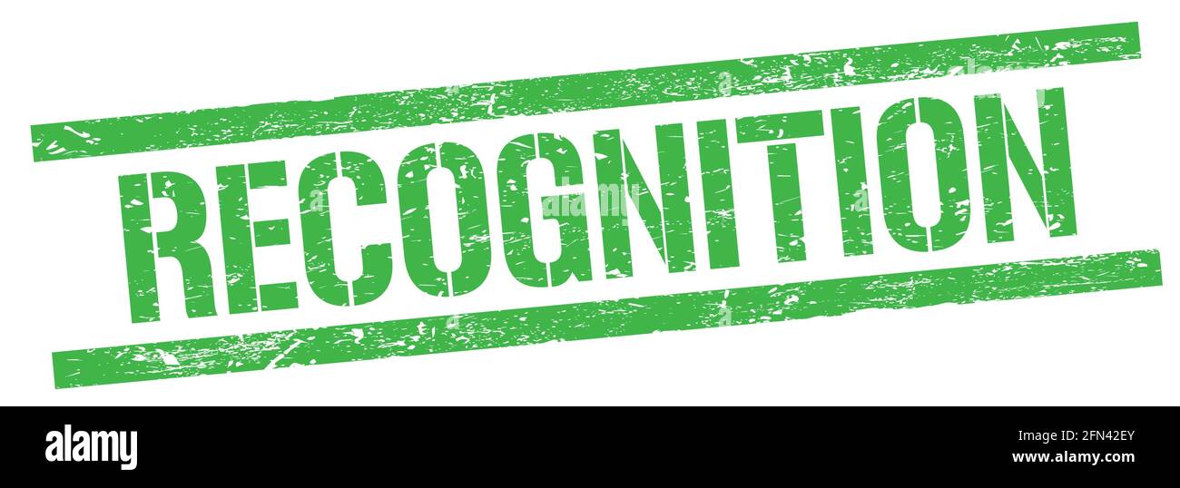 RECOGNITION text on green grungy rectangle stamp sign Stock Photo - Alamy