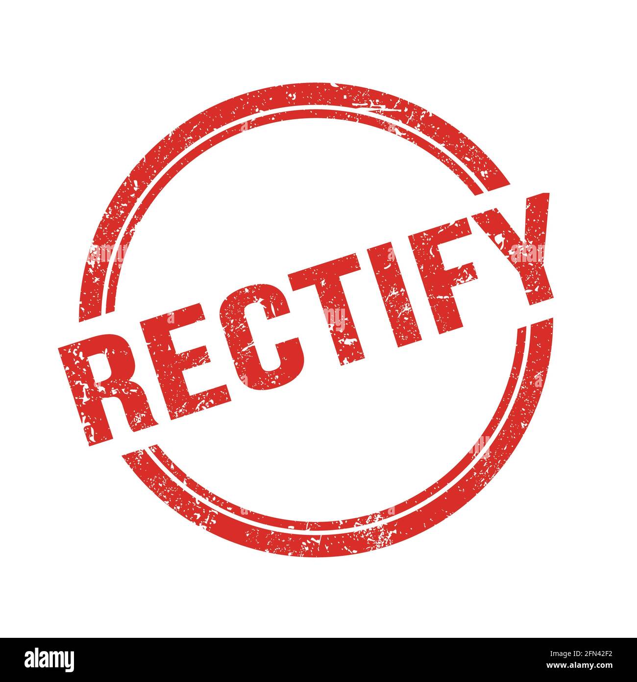 RECTIFY text written on red grungy vintage round stamp Stock Photo - Alamy