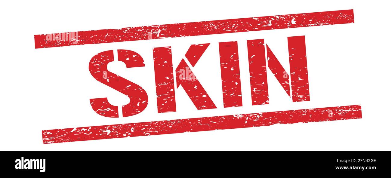 SKIN text on red grungy rectangle stamp sign Stock Photo - Alamy