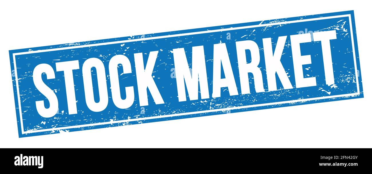 STOCK MARKET text on blue grungy rectangle stamp sign Stock Photo - Alamy