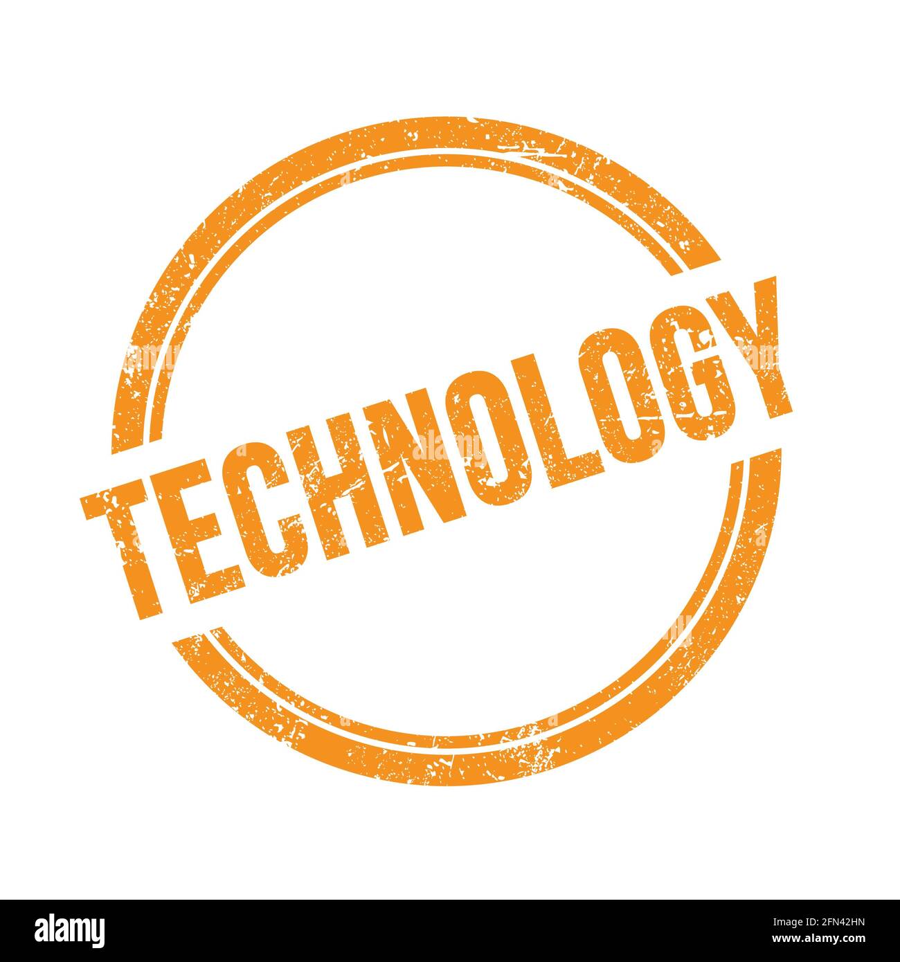 TECHNOLOGY text written on orange grungy vintage round stamp Stock ...