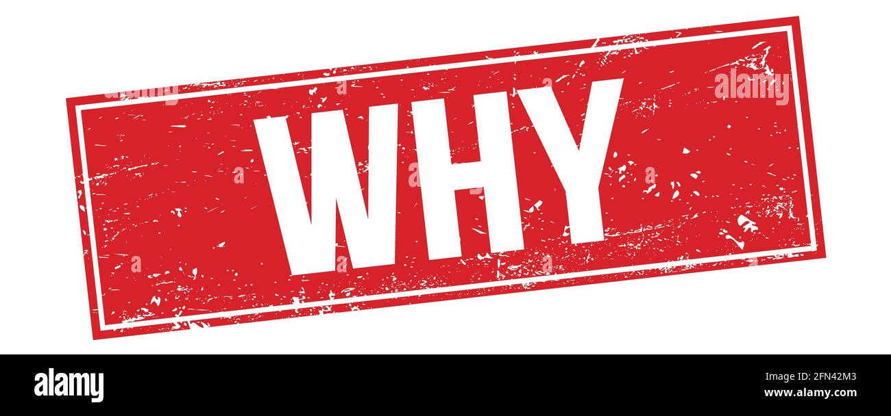 WHY text on red grungy rectangle stamp sign Stock Photo - Alamy
