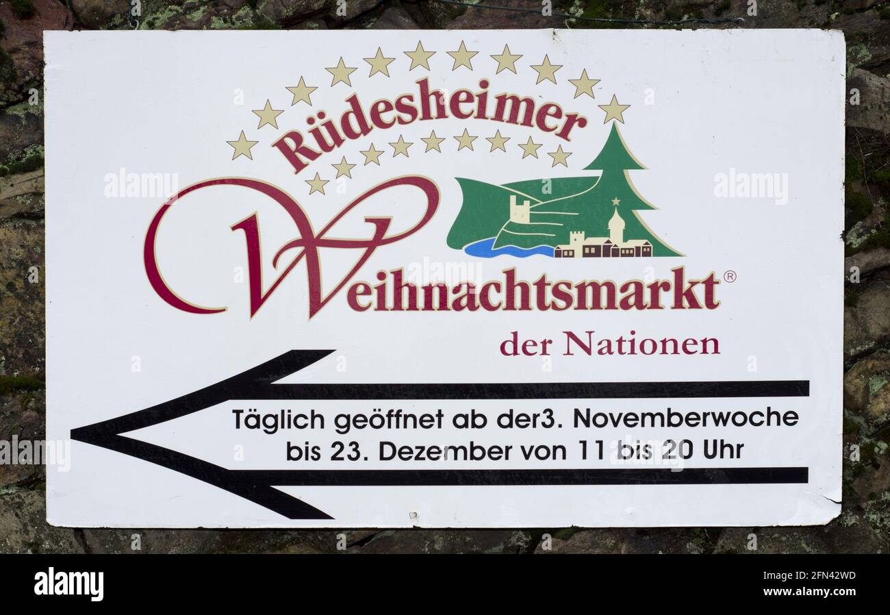 Rudesheim Christmas Market Sign Stock Photo - Alamy