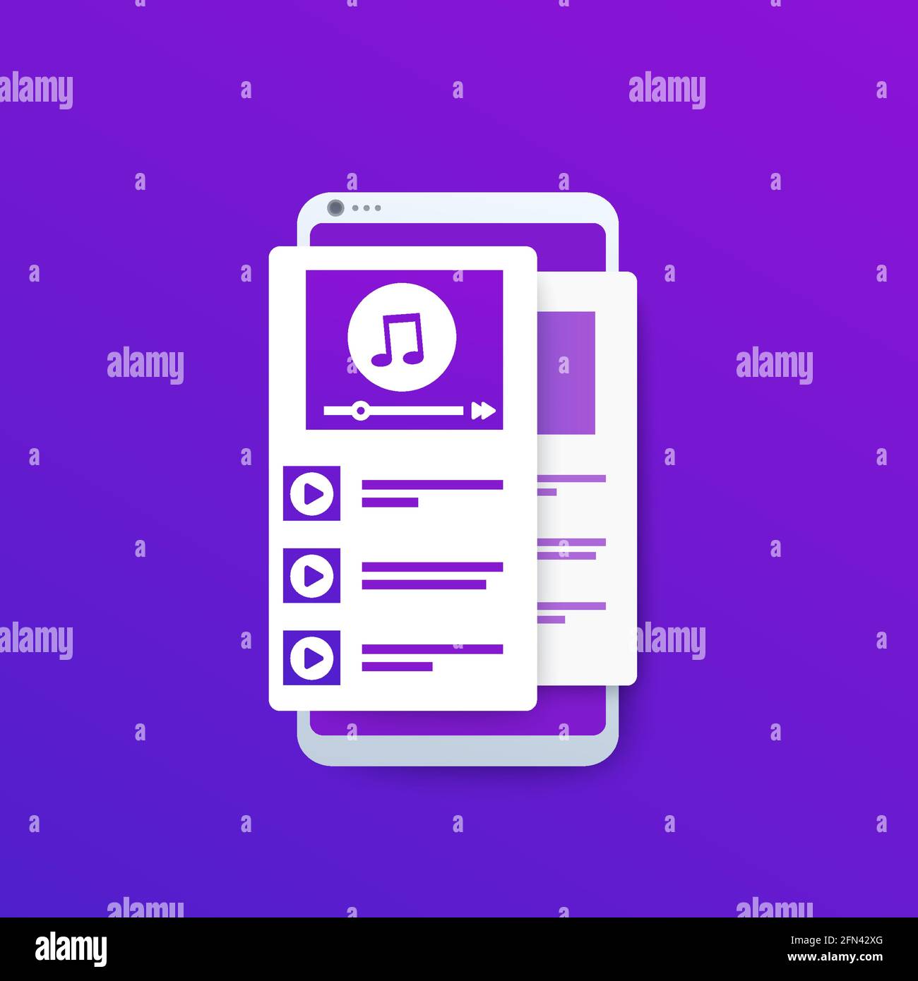 music player with playlist in smartphone, vector Stock Vector Image ...