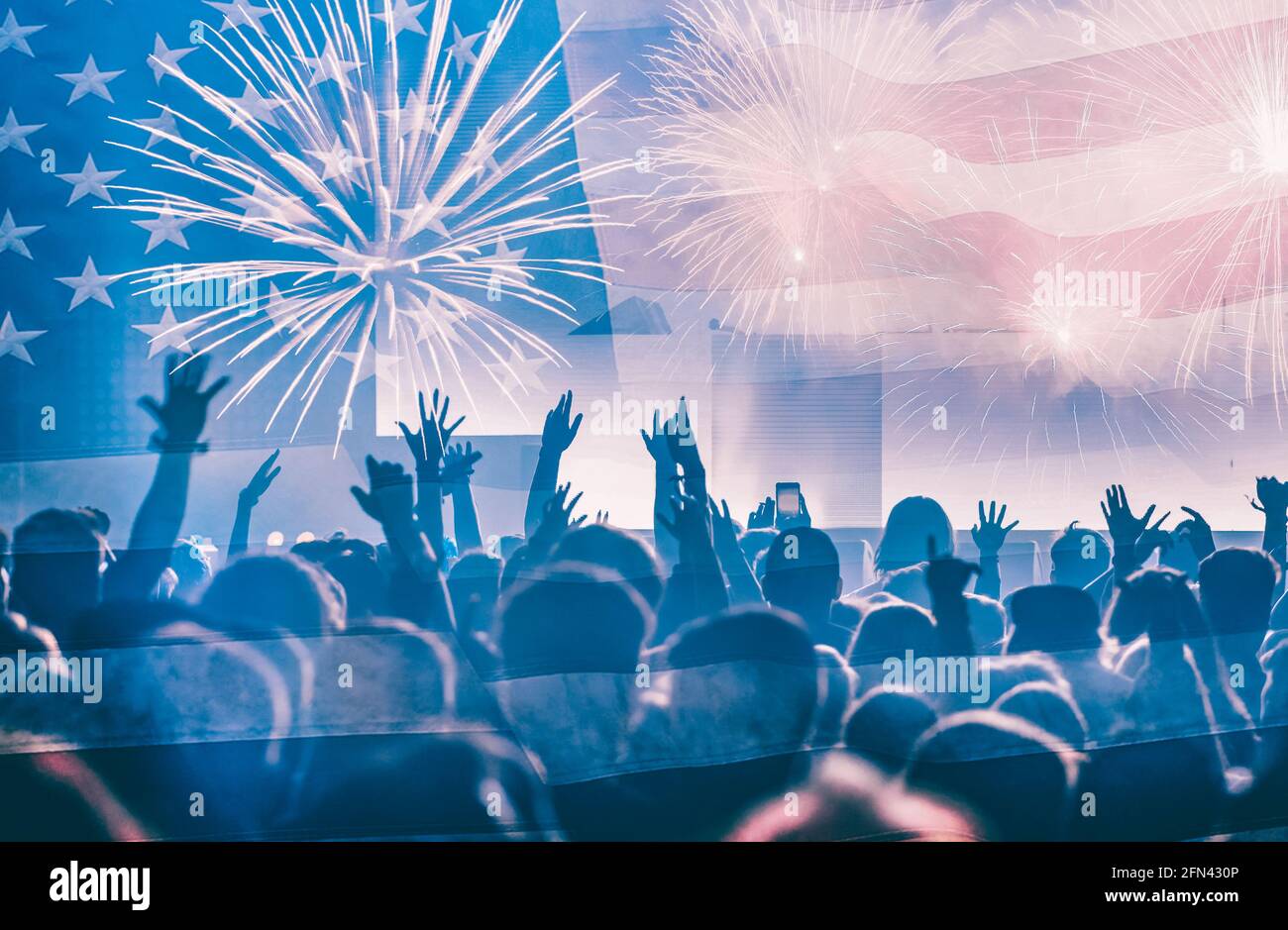Crowd of people celebrating Independence Day. United States of America ...