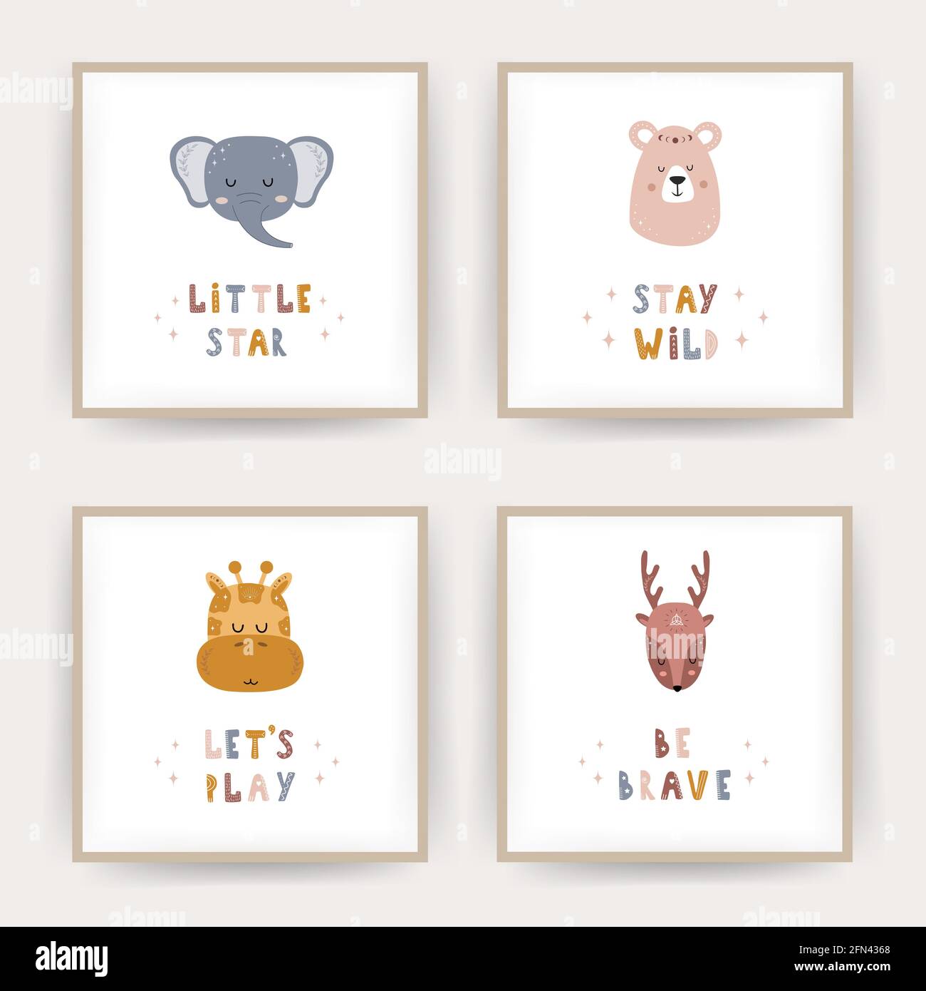 Cute boho animals. Scandinavian posters for children wallpaper and home ...