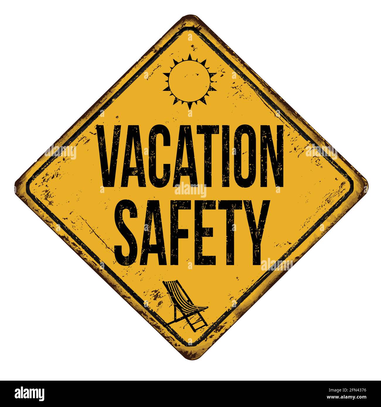 Vacation safety vintage rusty metal sign on a white background, vector ...