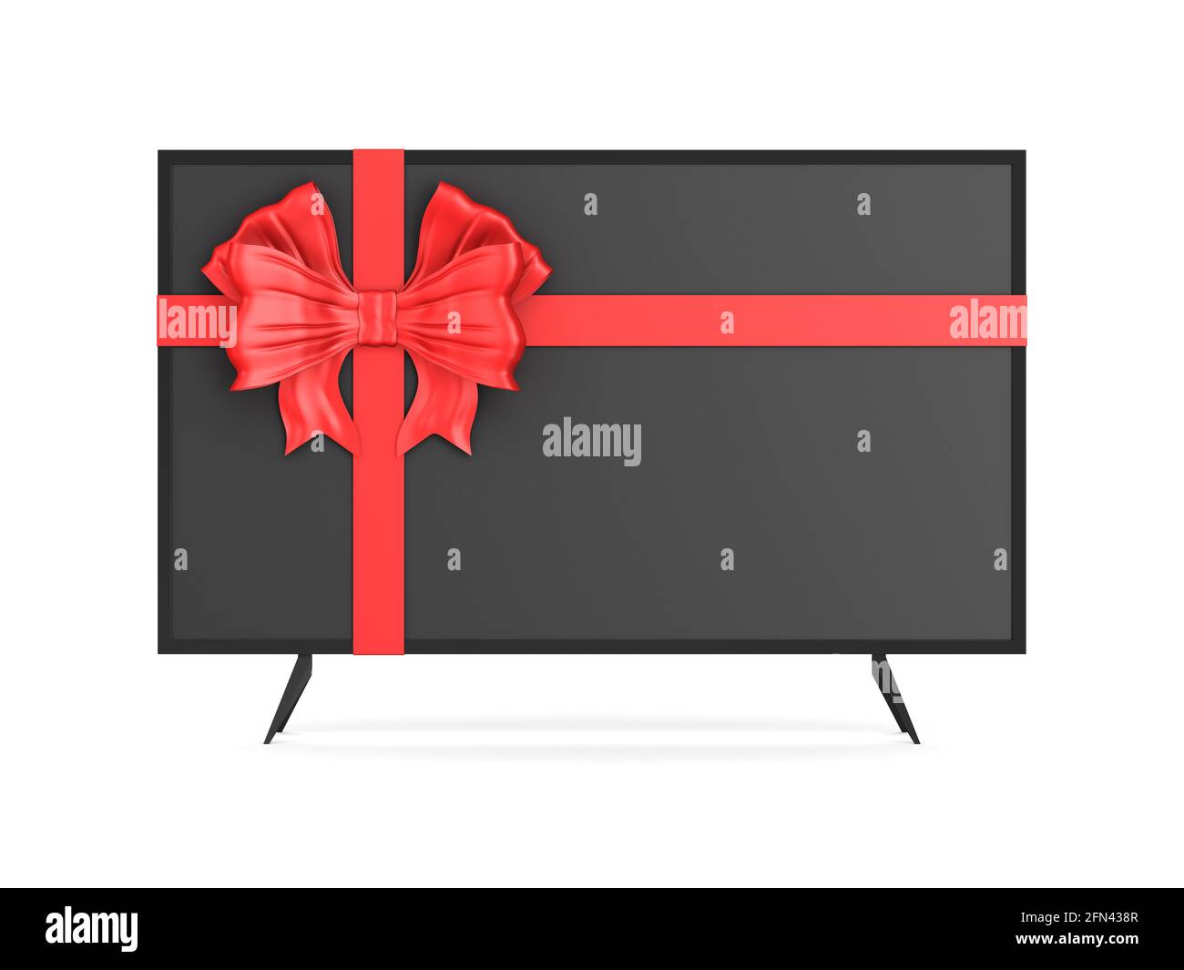 tv with bow on white background. Isolated 3D illustration Stock Photo ...