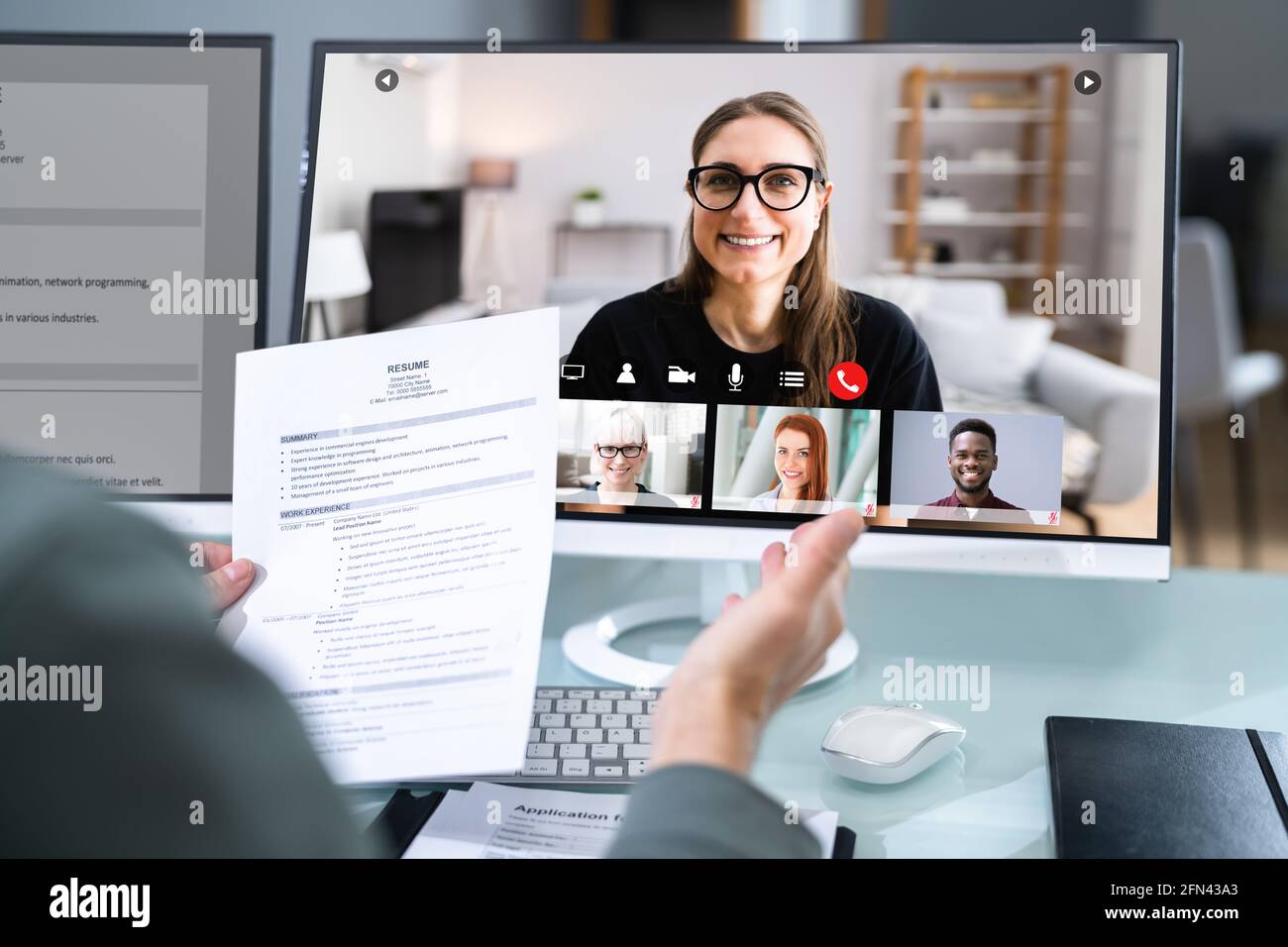 Virtual Job Interview Webcast Using Online Video Conference Stock Photo ...