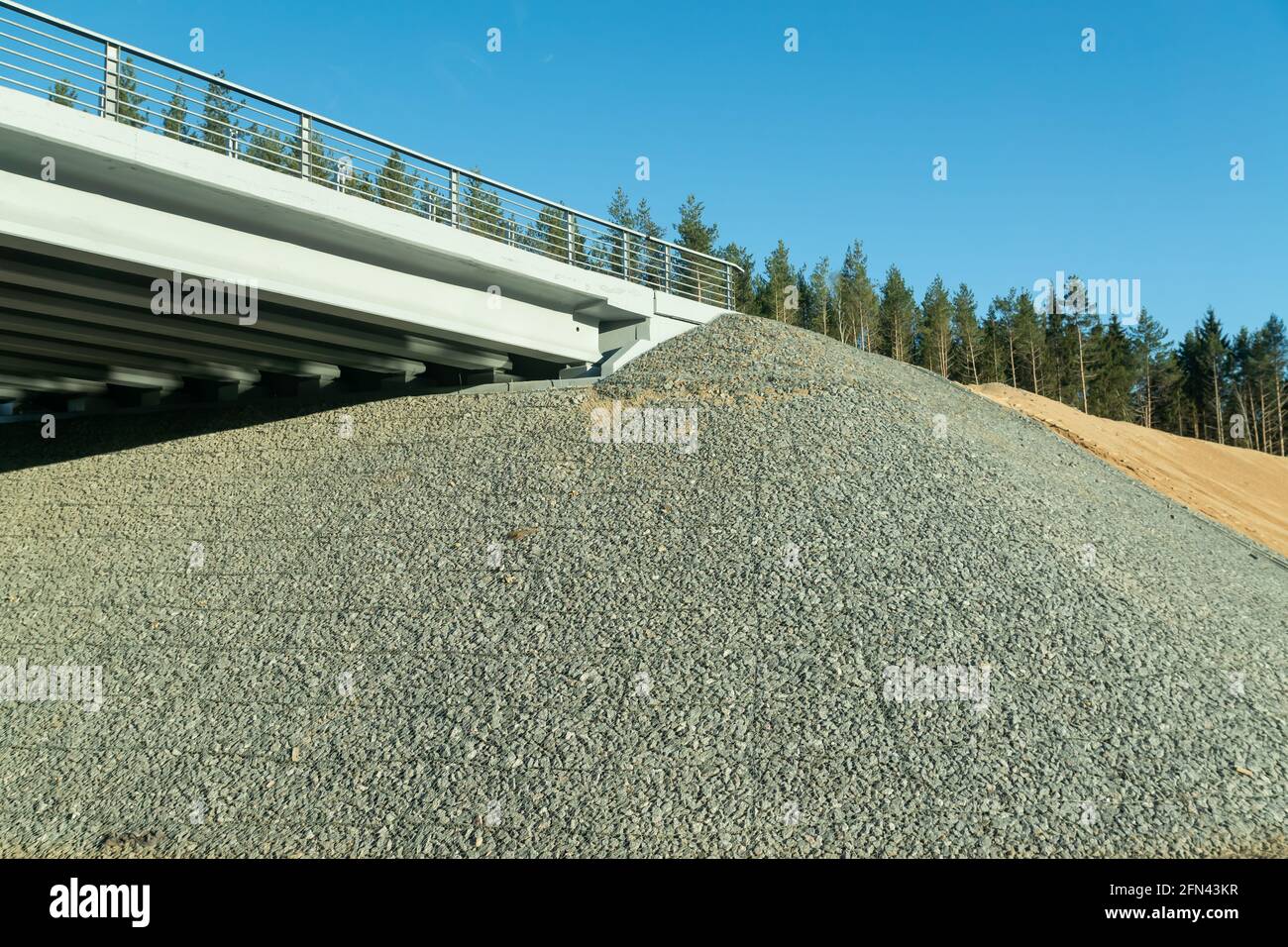 Concrete bridge under construction. Fragement of future highway Stock ...