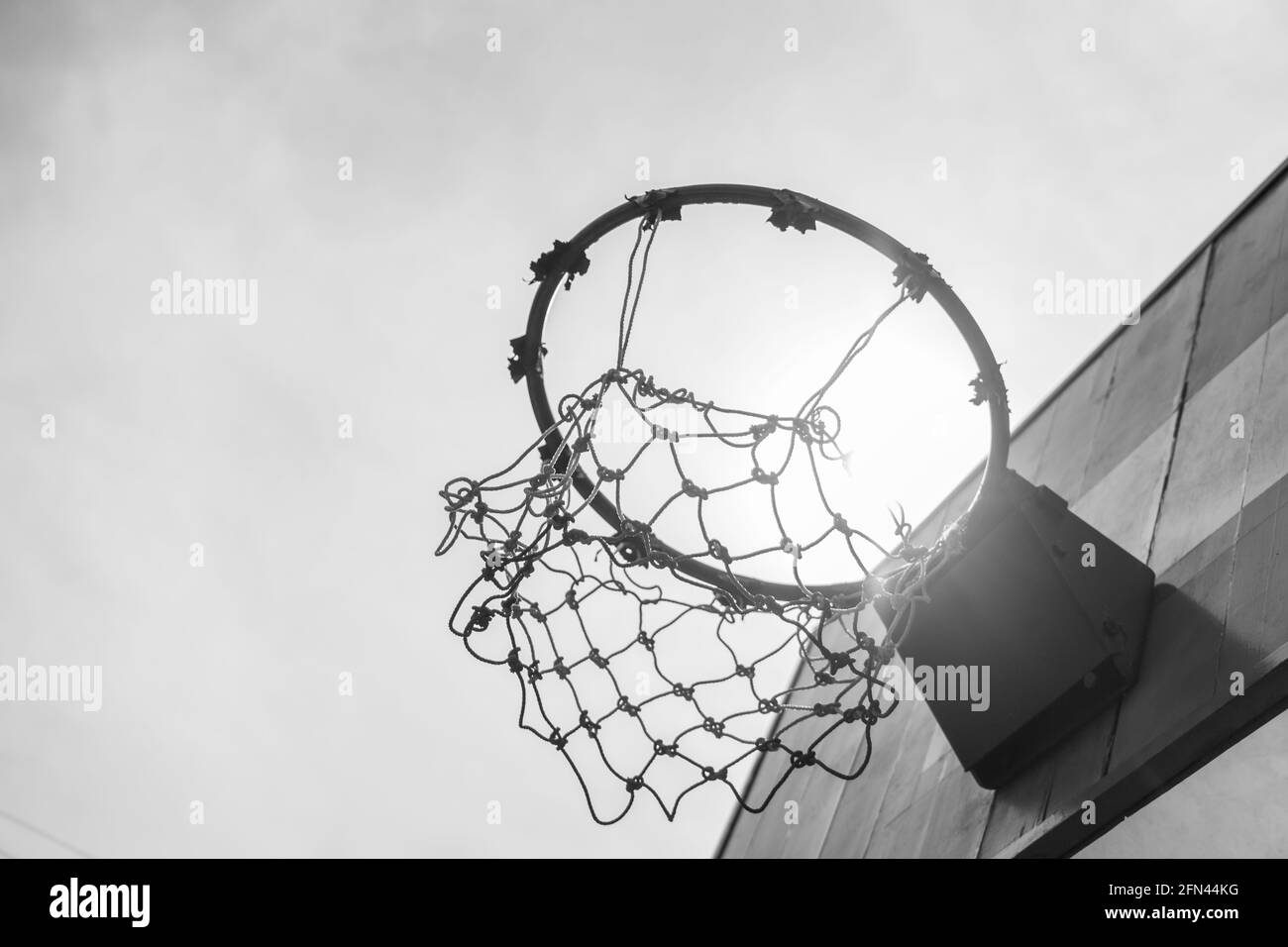 B&W Vintage Wooden basketball hoop Stock Photo - Alamy