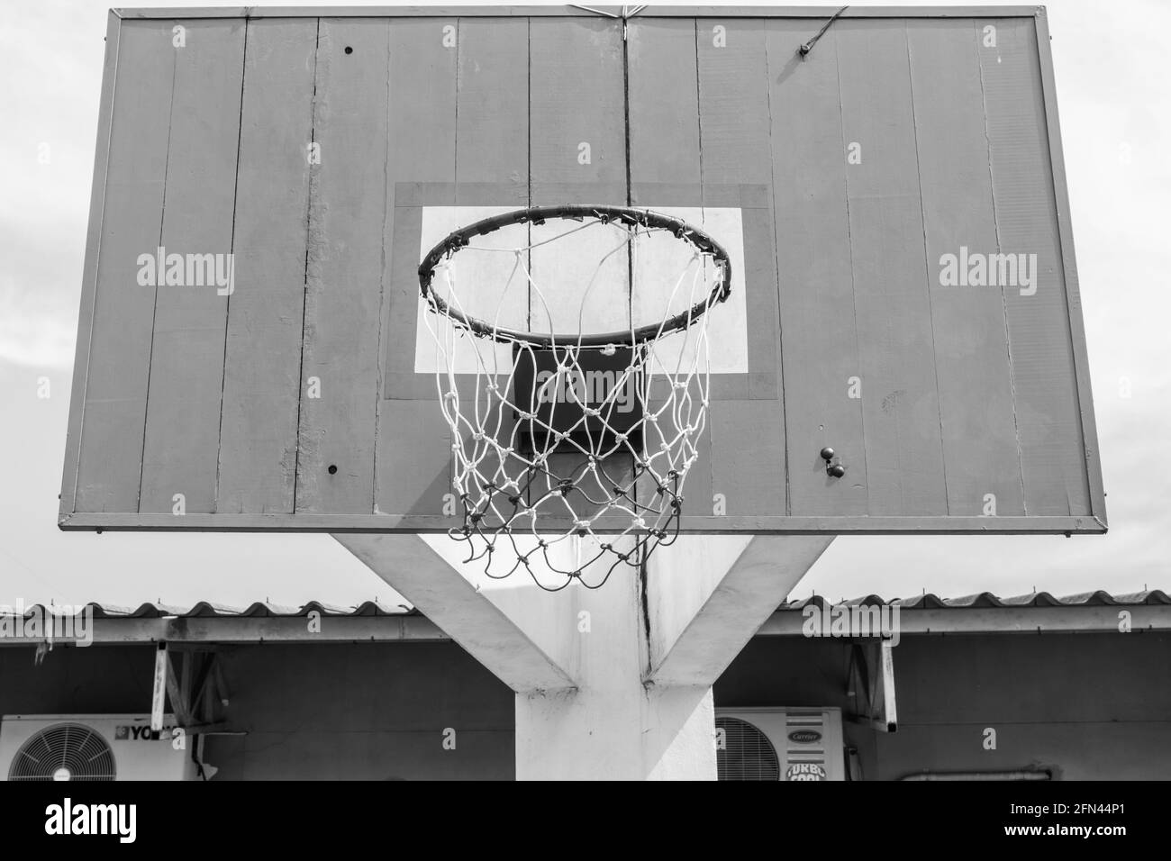 Background basketball ball hoop Black and White Stock Photos & Images ...