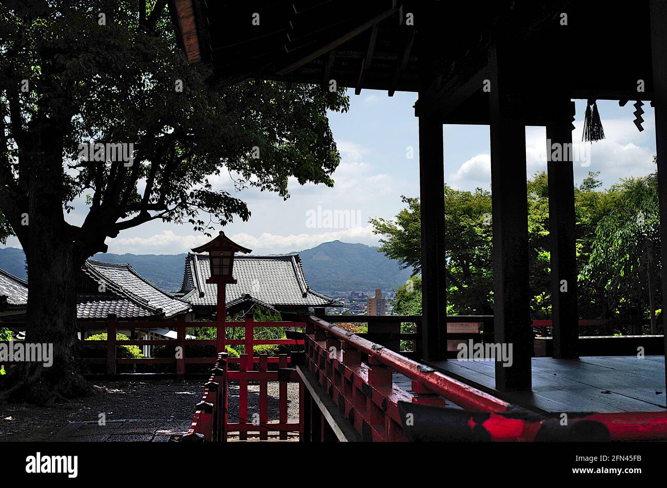 View out from Kenkun Shrine Kyoto Japan towards Mount Hiei Stock Photo ...