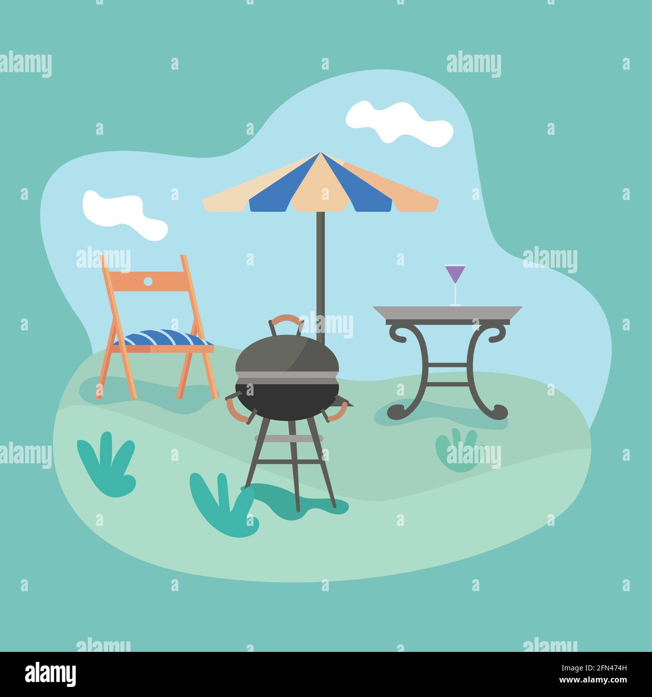 garden furniture scene Stock Vector Image & Art - Alamy