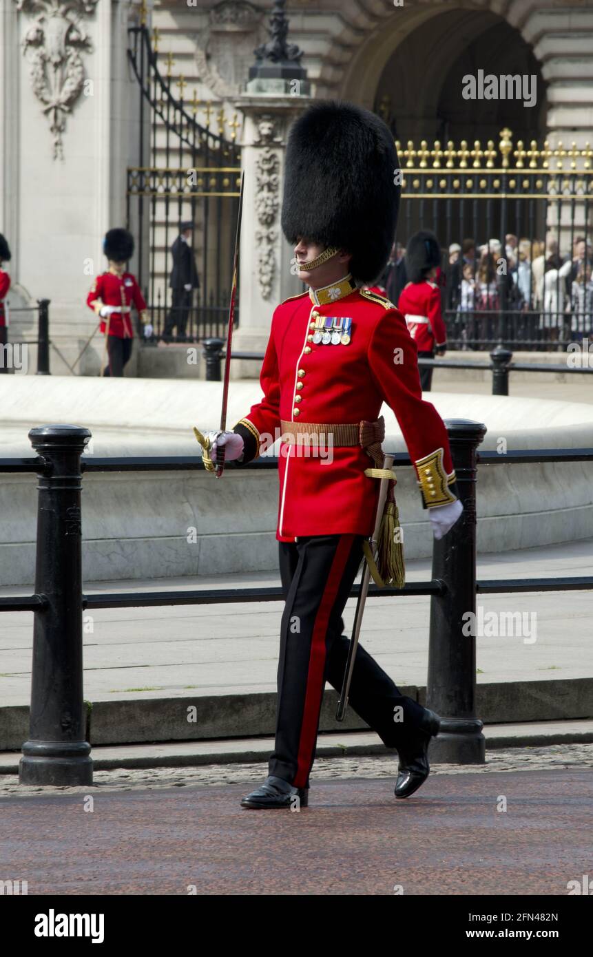 An Irish Guards Officer with Sword Outside Buckingham Palace Trooping ...