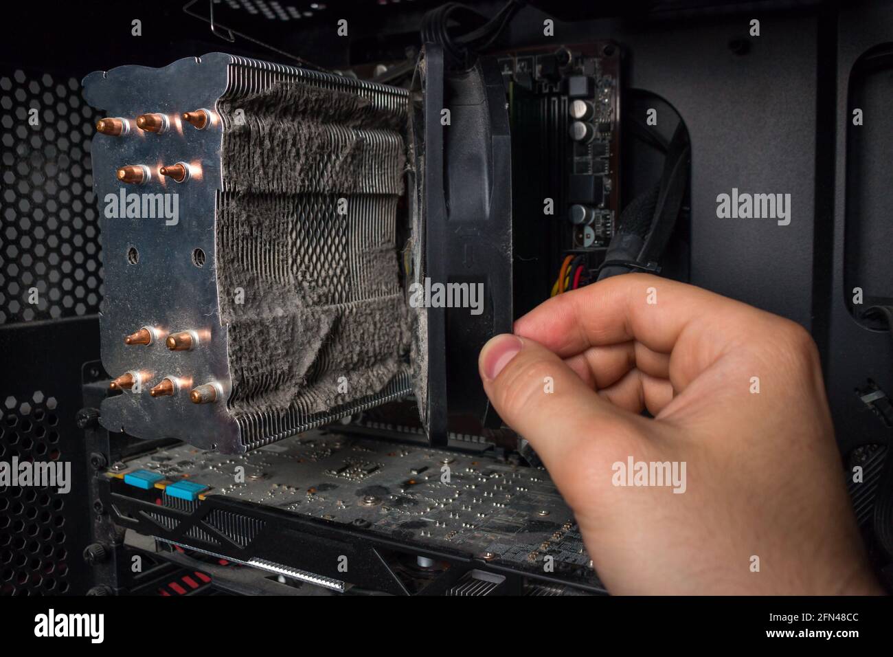 shows how much dust on the hardware of the personal computer Stock ...