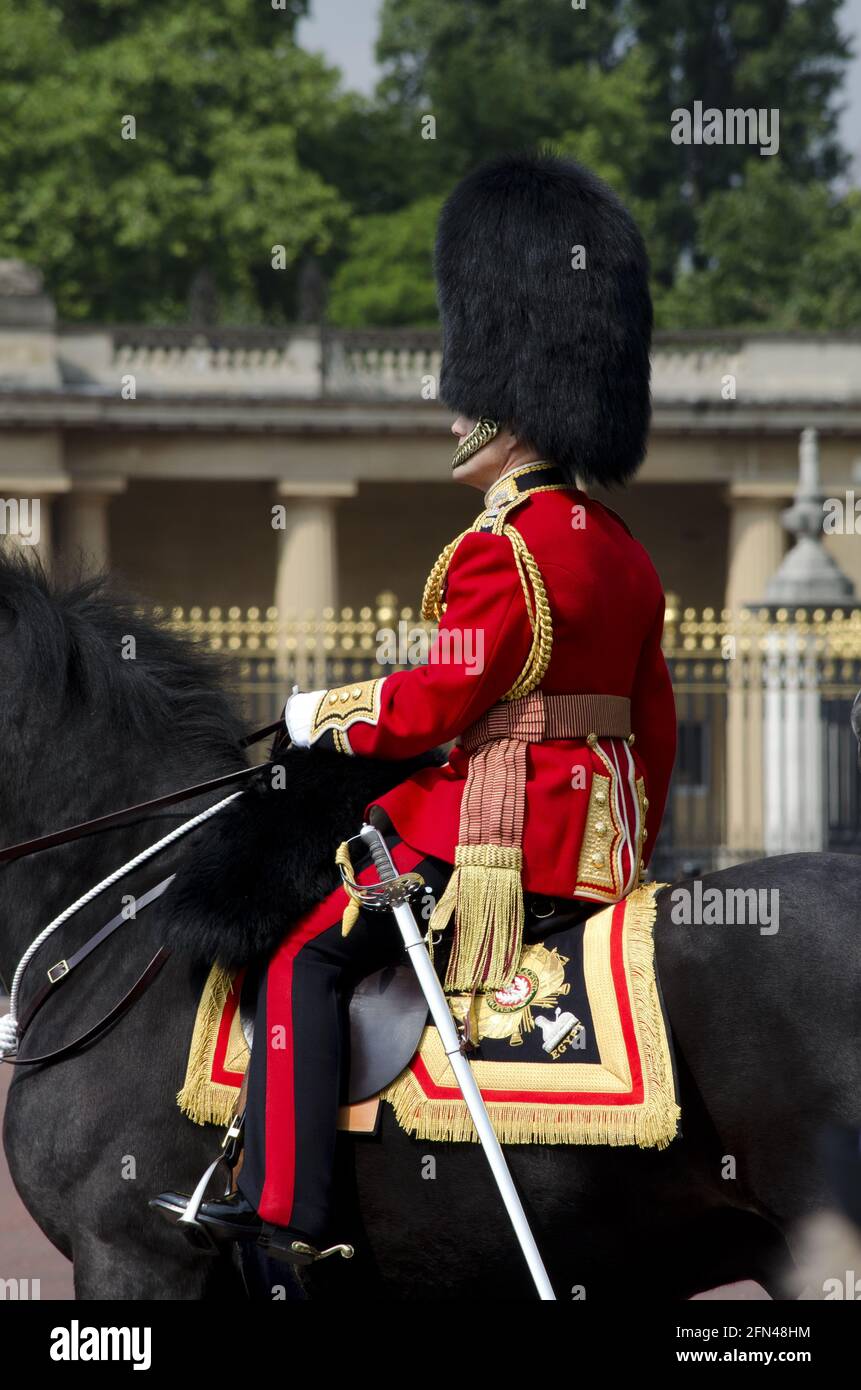 A Mounted Guards Officer Outside Buckingham Palace Trooping The Colour ...