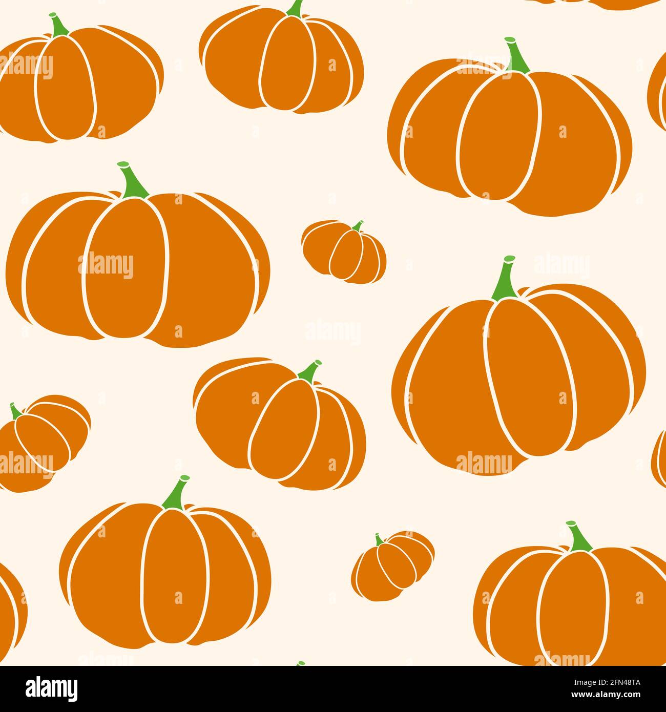 Pumpkin seamless texture in trendy autumn colors. Beige background with ...