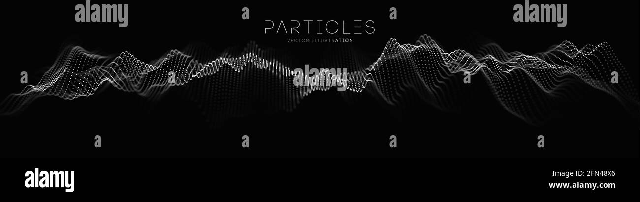 Wave technology background. Music particle abstract tech illustration ...