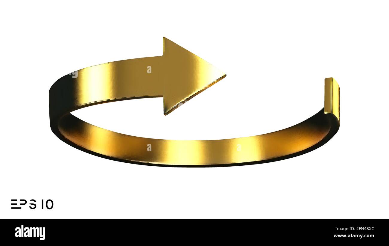 Gold arrow spin isolated on white background. Vector arrow button ...