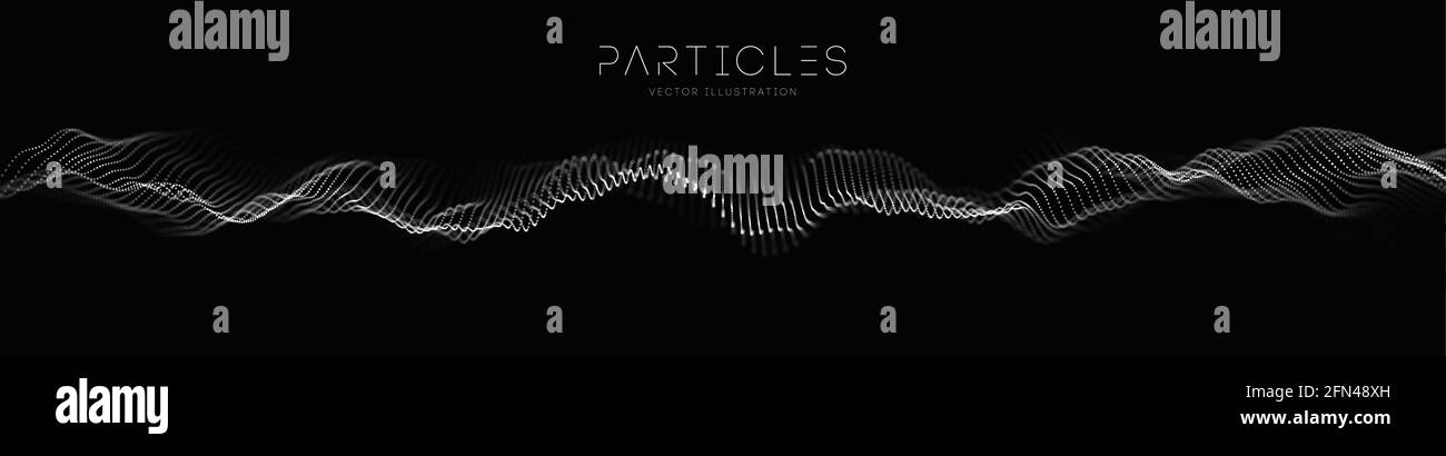 Wave technology background. Music particle abstract tech illustration ...